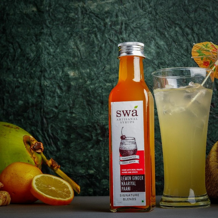 Lemon Ginger Simple Syrup with Tender Coconut | 100% Natural – Drinkswa